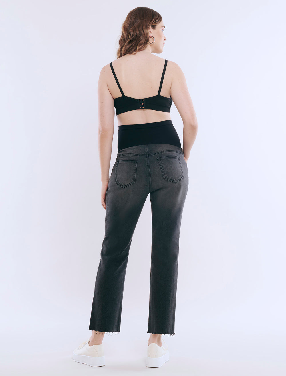 Black Stone Wash Slim Straight Leg Jean | Motherhood